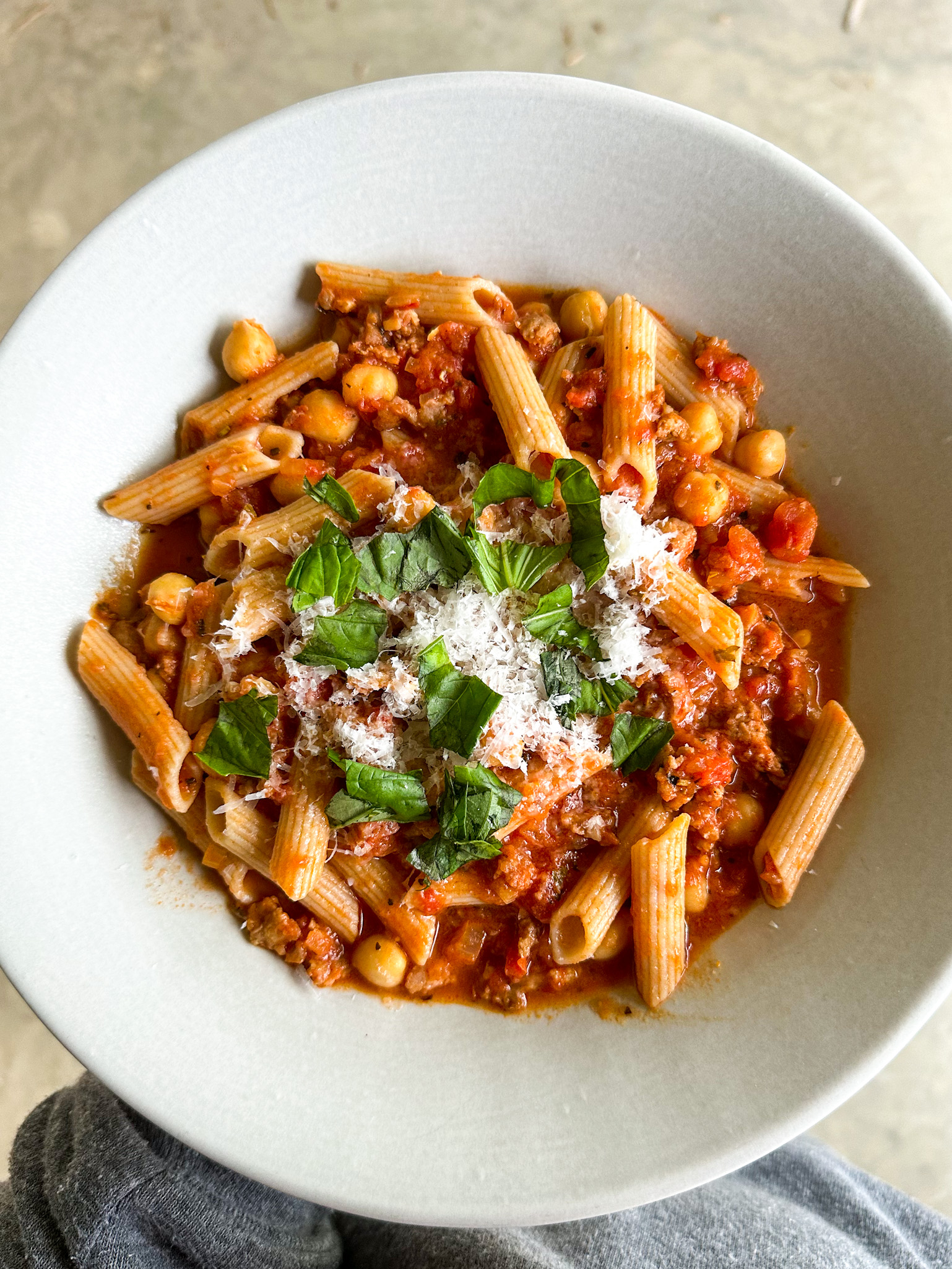 Italian Sausage and Garbanzo Bean Pasta | The Migoni Kitchen